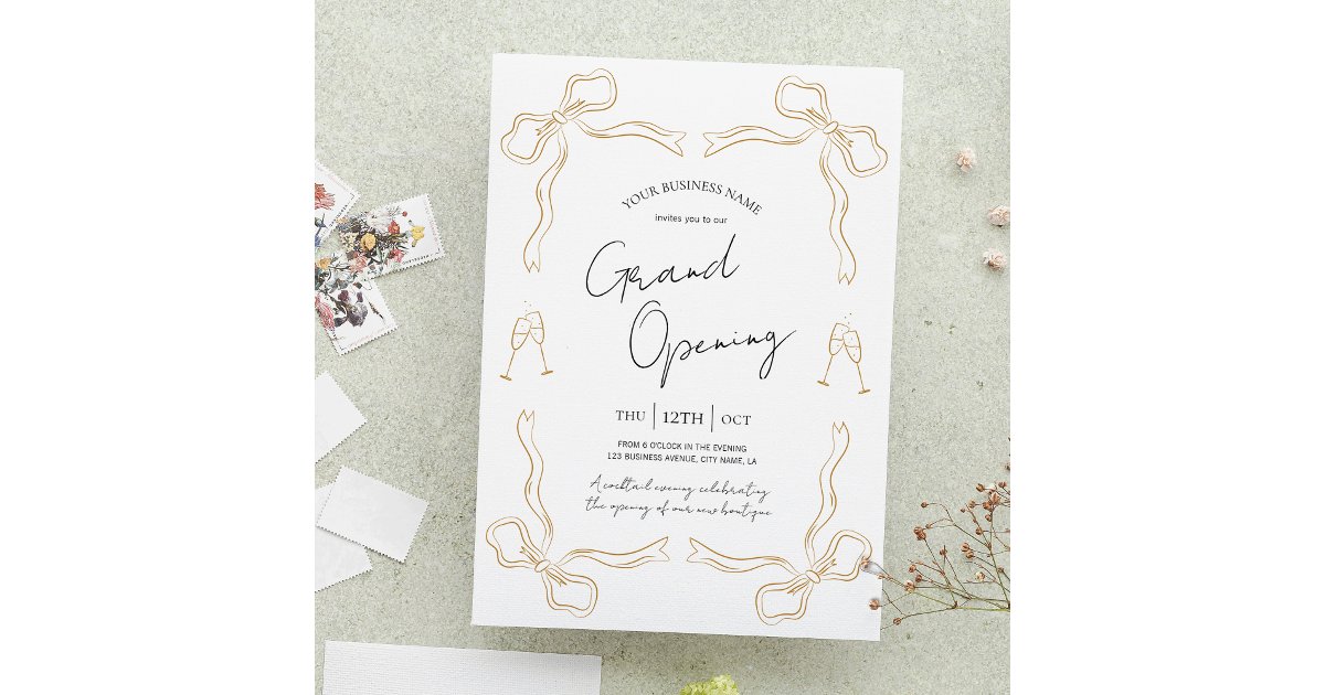 Business Grand Opening Hand Drawn Unique Modern Invitation | Zazzle