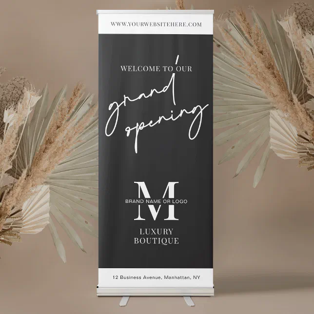 Business Grand Opening Minimalist Logo Modern Retractable Banner | Zazzle