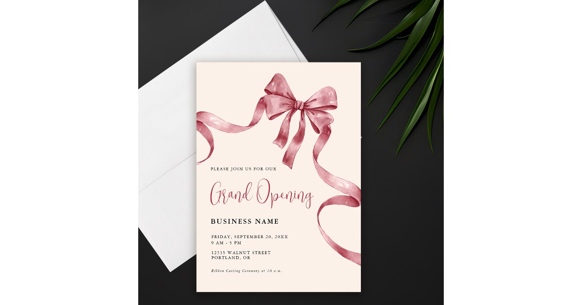 Business Grand Opening Modern Ribbon Invitation | Zazzle
