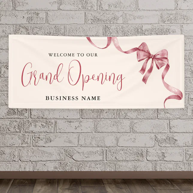 Business Grand Opening Modern Ribbon Welcome Banner | Zazzle