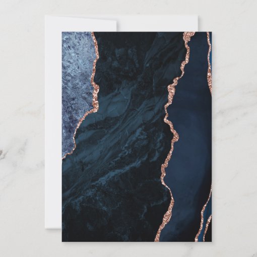 Business Grand Opening Navy Rose Gold Agate Invitation | Zazzle