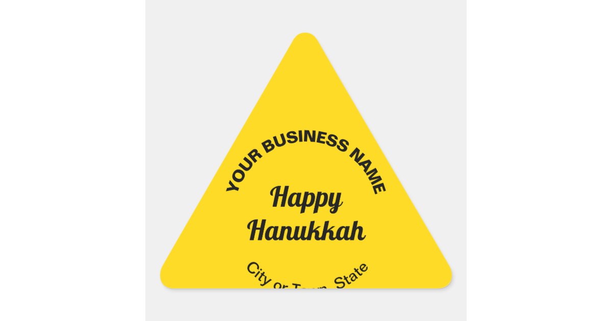 Business Hanukkah Greeting on Yellow Triangle Sticker | Zazzle