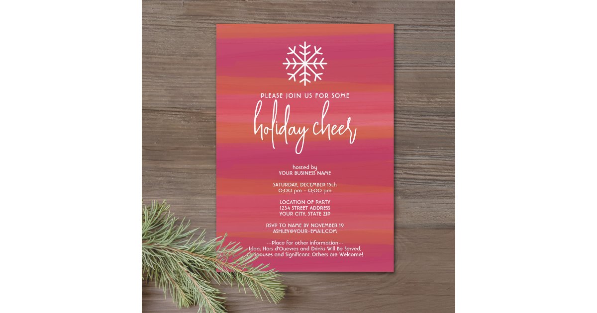 Business Holiday Cheer Party - modern abstract red Invitation | Zazzle