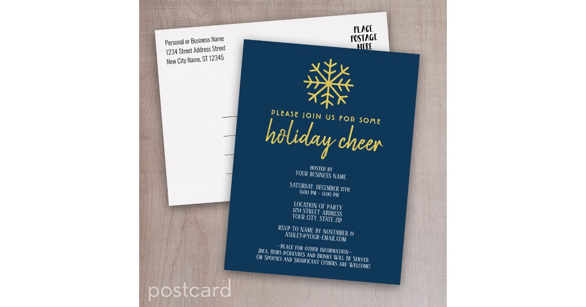 Business Holiday Cheer Party - modern snowflake Foil Invitation ...