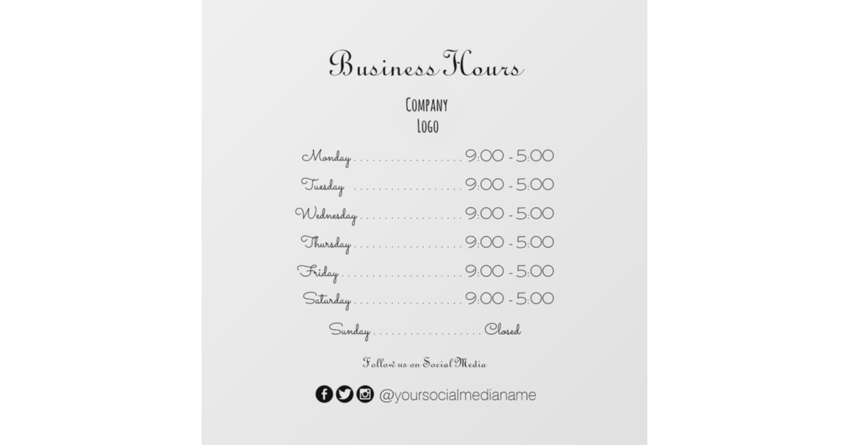 Business Hours Sticker Sign | Zazzle