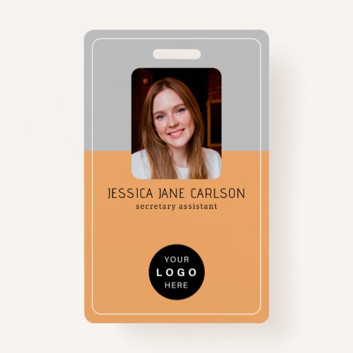 Business ID card modern company logo QR employee Badge | Zazzle