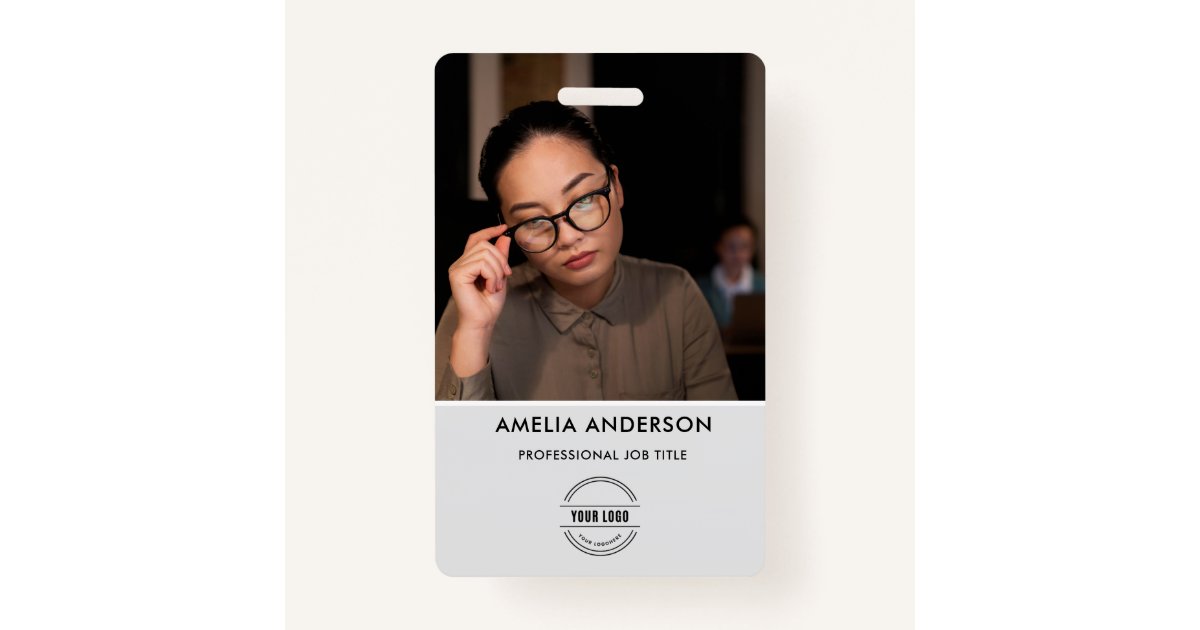 Business ID Card | Modern Large Photo Employee Bad Badge | Zazzle