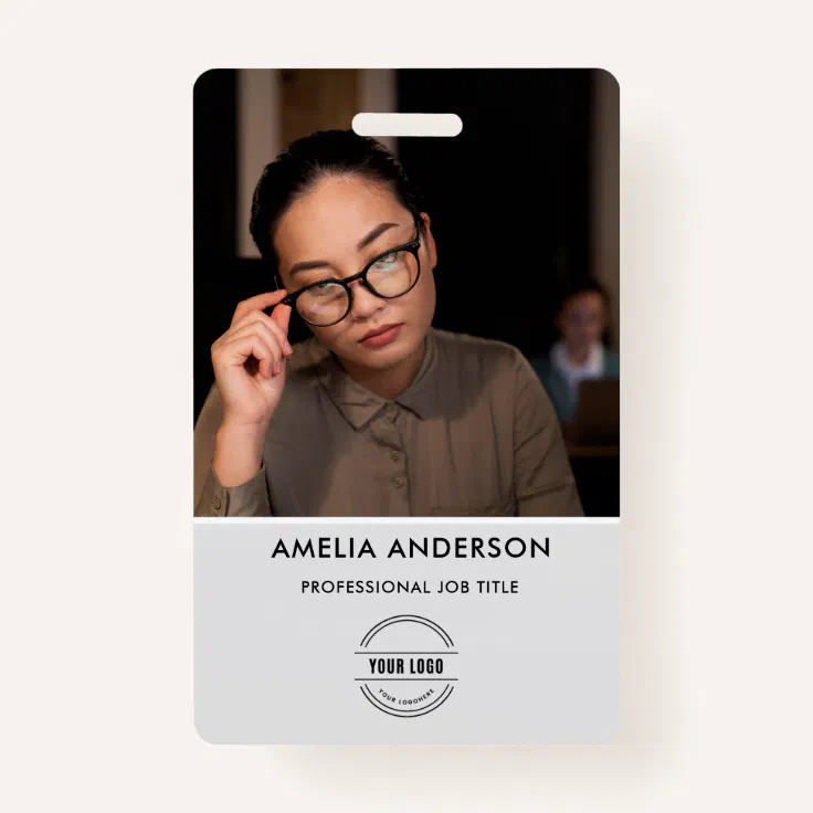 Business ID Card | Modern Large Photo Employee Bad Badge | Zazzle