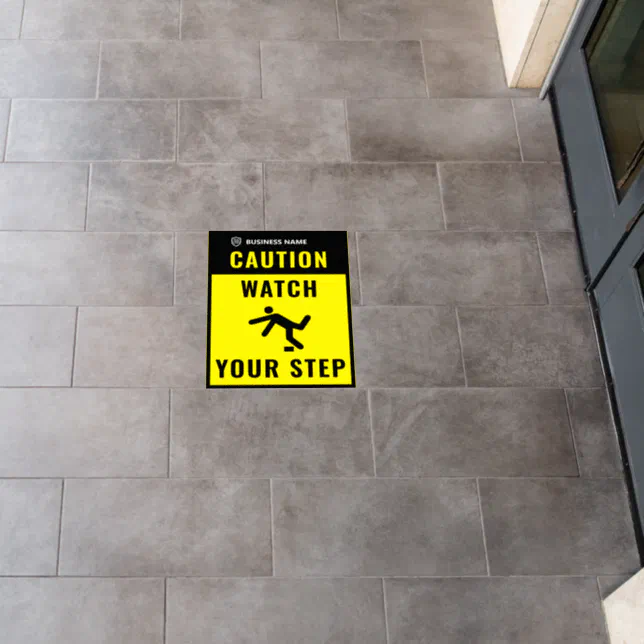 Business ID Logo | Caution Watch Your Step Floor Decals | Zazzle