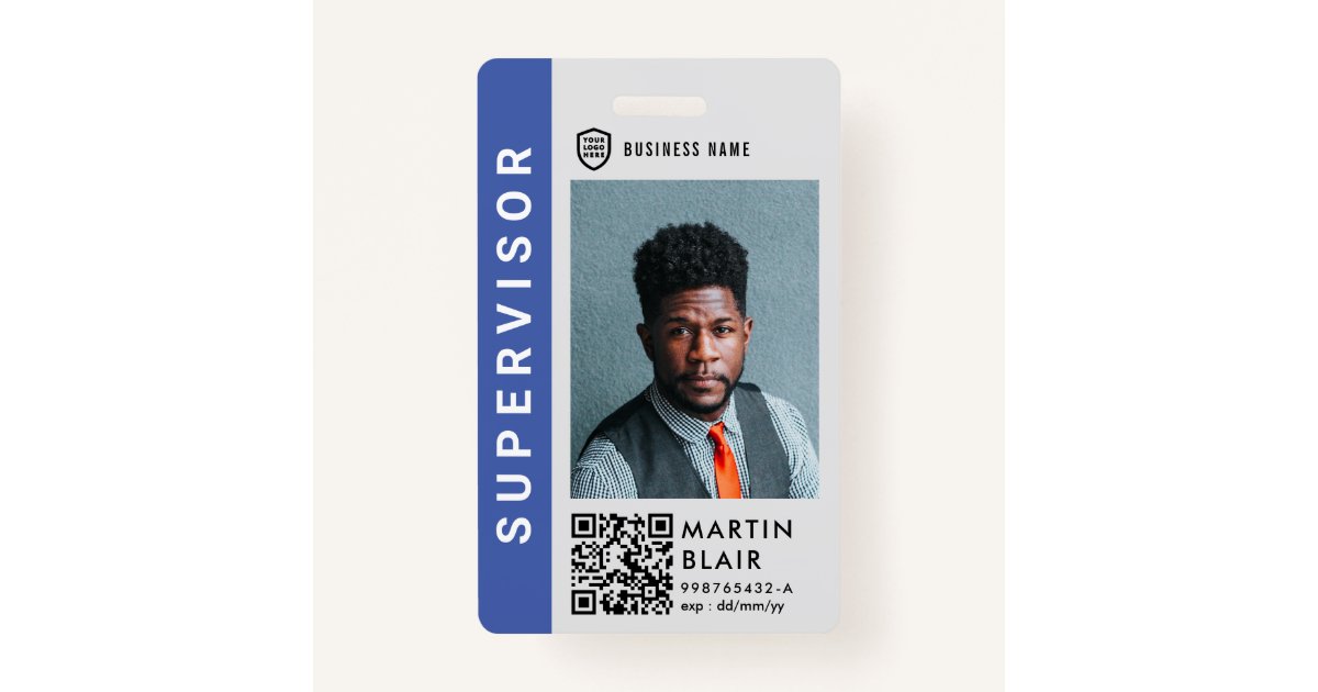 Business ID Logo | Modern Photo Employee Staff Bad Badge | Zazzle