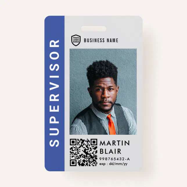 Business ID Logo | Modern Photo Employee Staff Bad Badge | Zazzle