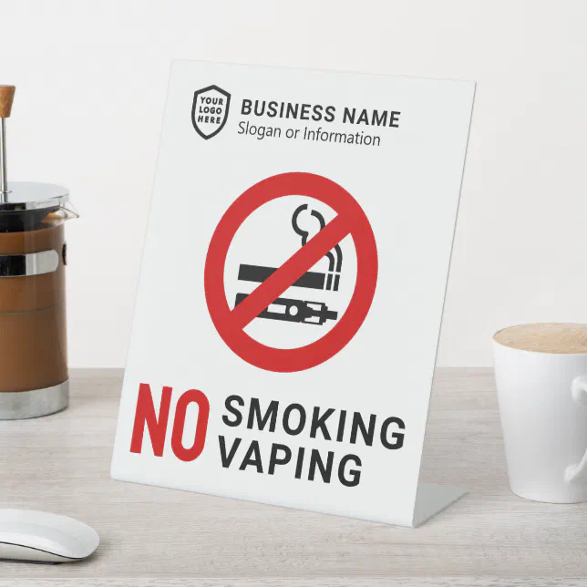Business ID Logo | No Smoking Vaping Pedestal Sign | Zazzle