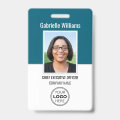 Business ID Photo Security Modern Teal Badge | Zazzle