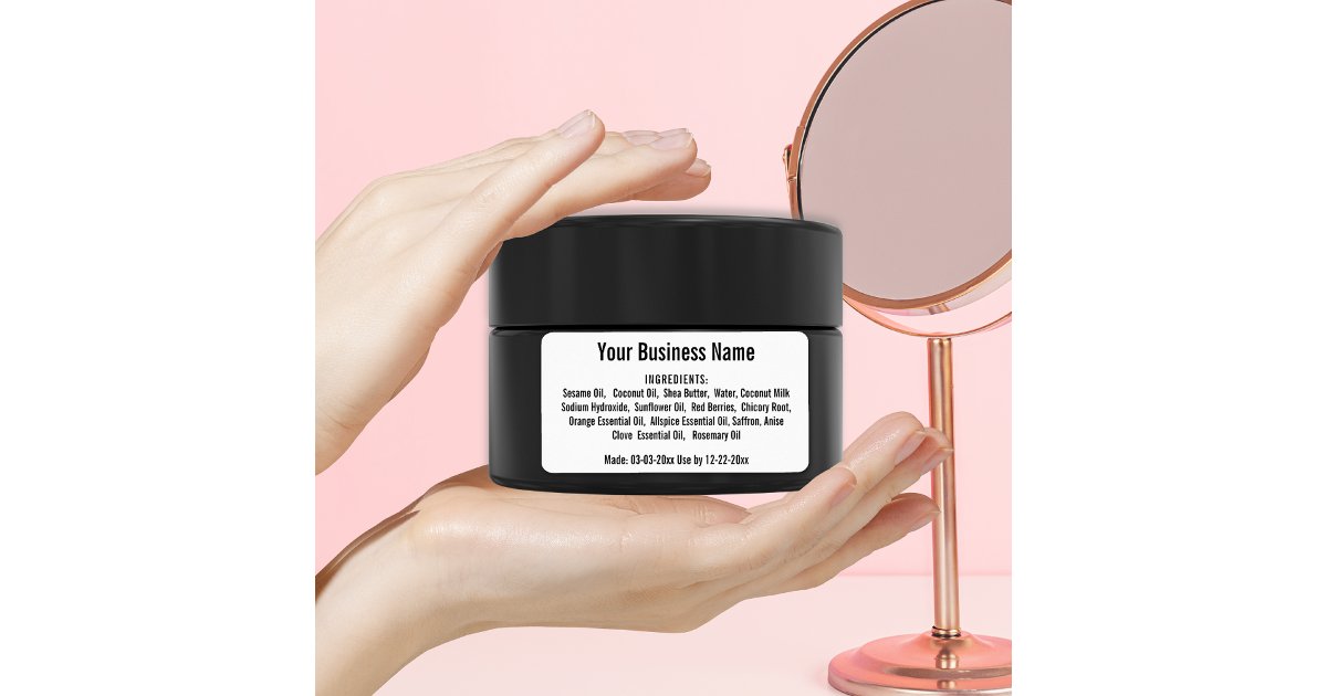 Business Ingredient List Jars Bottles on White Label | Zazzle