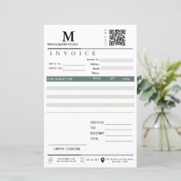 Business Invoice Sales Receipt Monogram Qr Code | Zazzle
