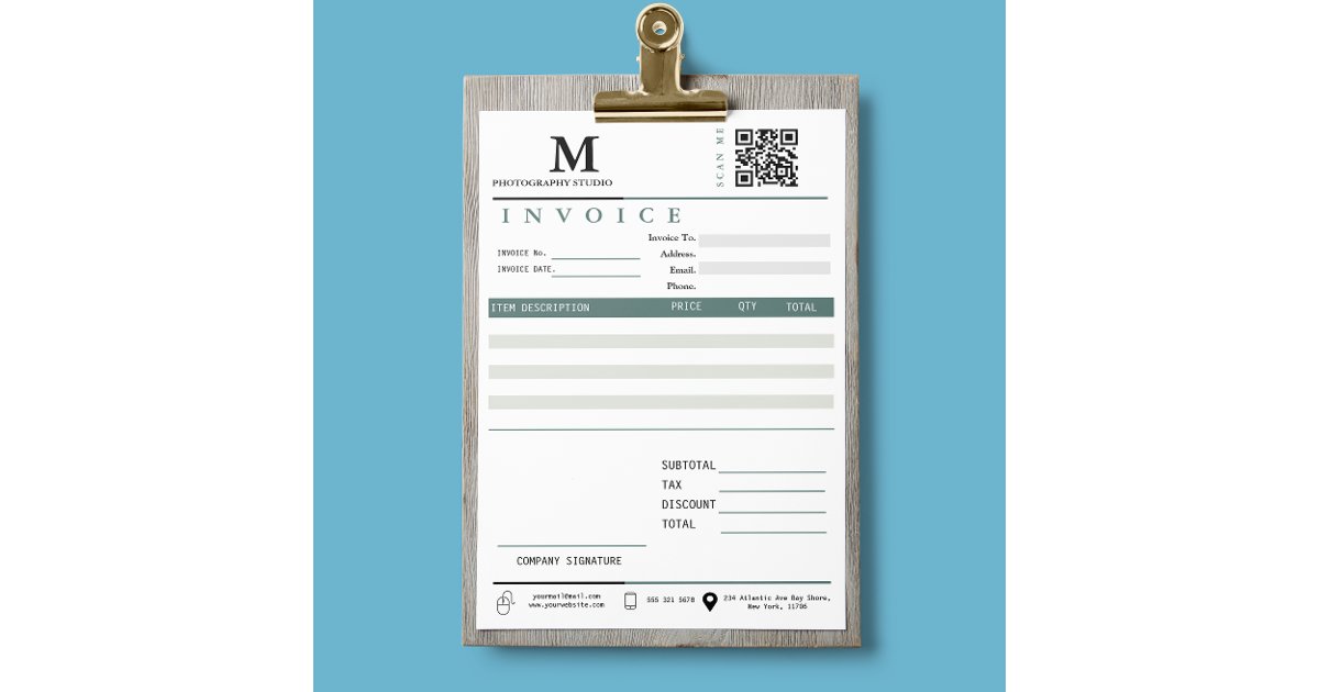 Business Invoice Sales Receipt Monogram Qr Code | Zazzle