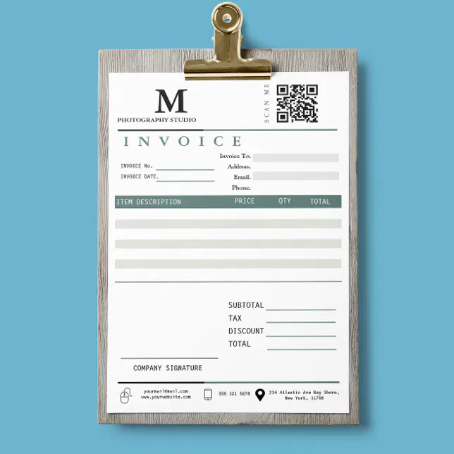 Business Invoice Sales Receipt Monogram Qr Code | Zazzle