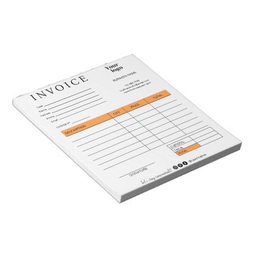 Business Invoice Sales Receipt Social Media Icons Notepad | Zazzle
