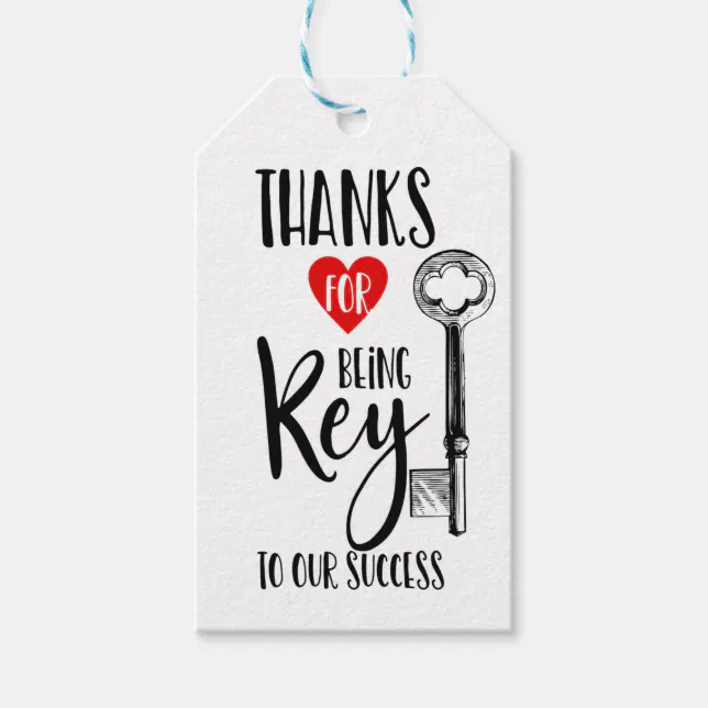 Business key to success Heart Appreciation Client Gift Tags | Zazzle