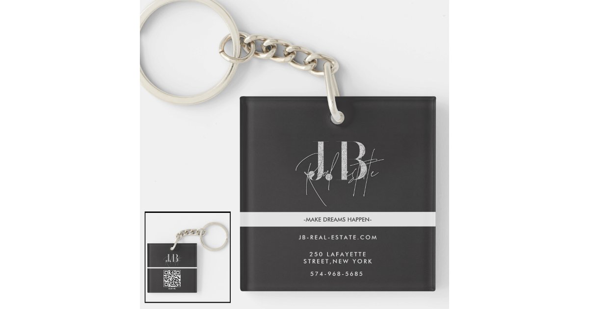 Business keychains minimalist black clean simple | Zazzle