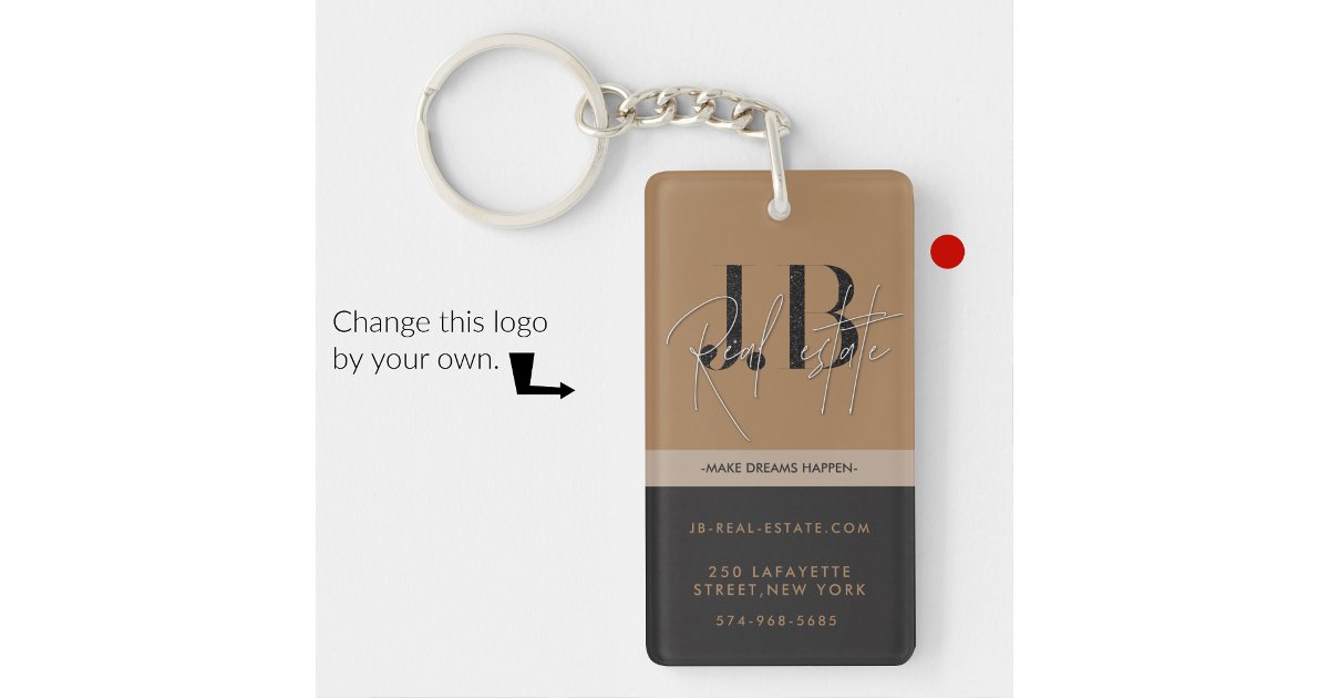 Business keychains minimalist clean simple beige | Zazzle