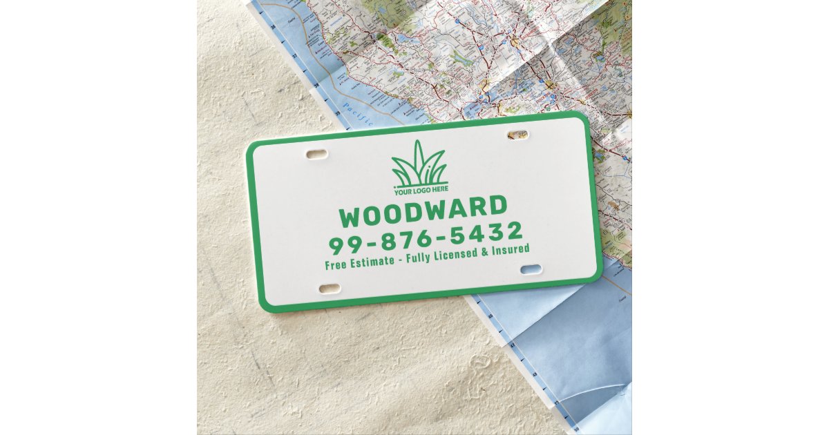 Business Lawn Logo | Simple Minimalist Modern License Plate | Zazzle