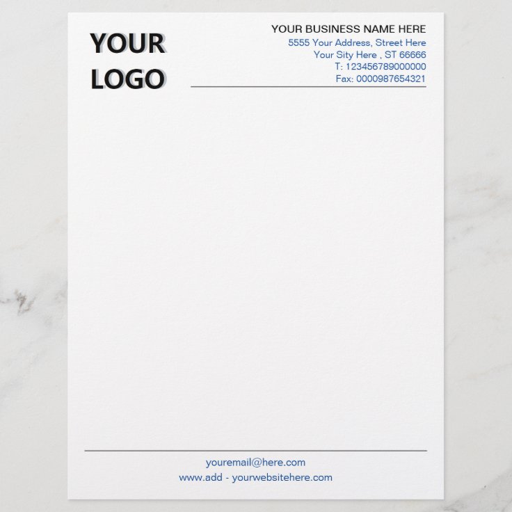 Business Letterhead with Logo - Custom Colors | Zazzle