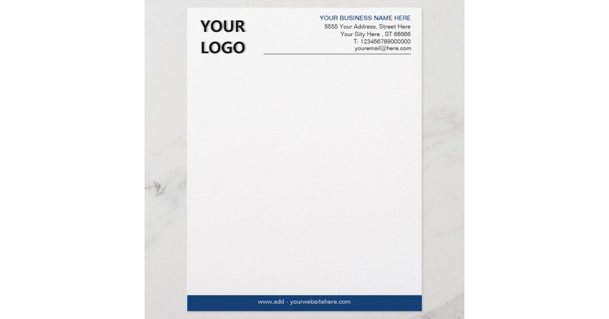 Business Letterhead Your Name Logo Address Info | Zazzle