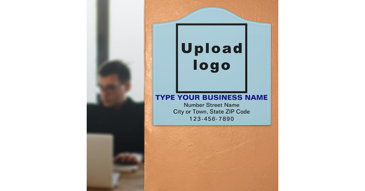 Business Light Blue Crest Door Sign | Zazzle