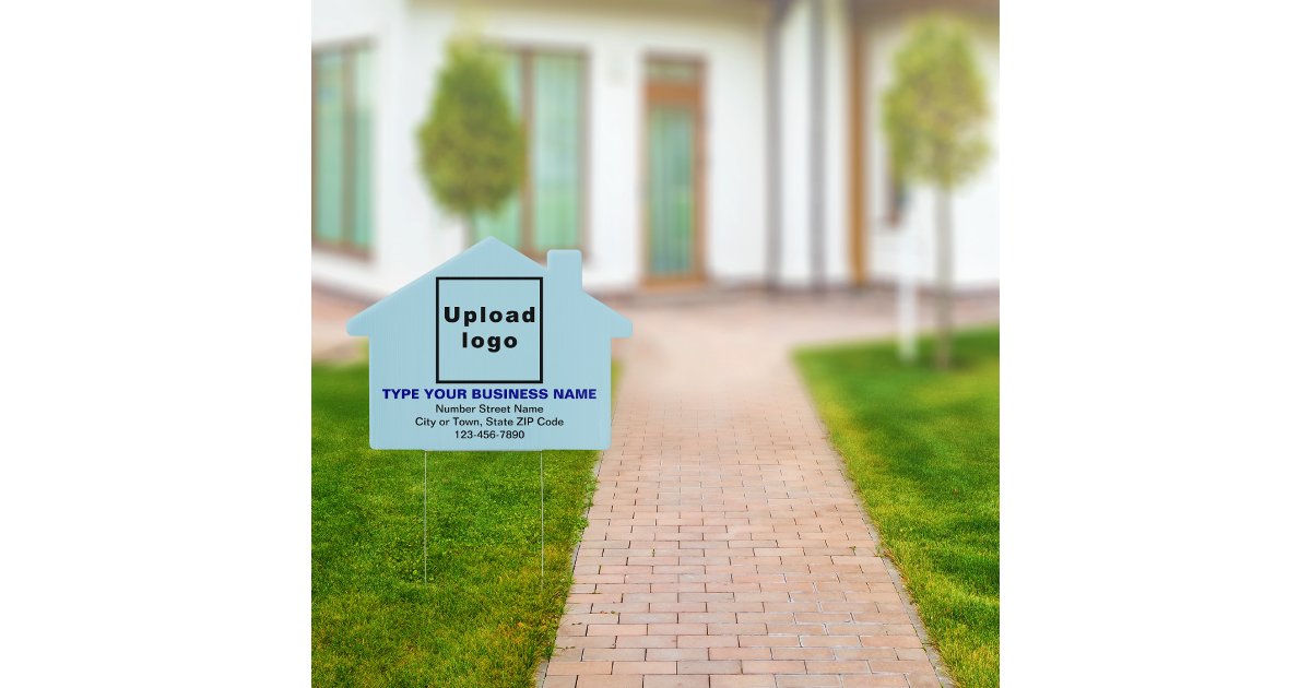 Business Light Blue House Shape Yard Sign | Zazzle