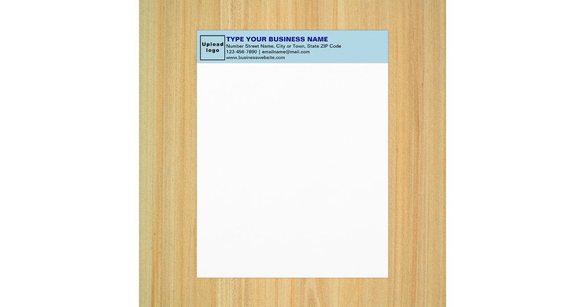 Business Light Blue Letterhead on Paper Sheet | Zazzle