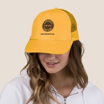 Business Logo and Company Website Employee Staff Trucker Hat | Zazzle