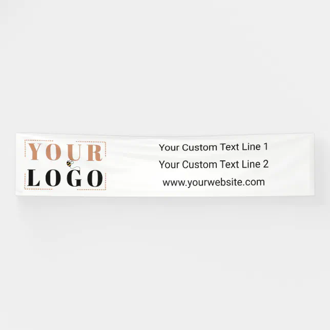 Business Logo and Custom Advertising Text White Banner | Zazzle
