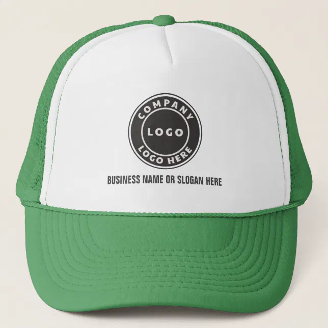 Business Logo and Name Custom Employees Trucker Hat | Zazzle