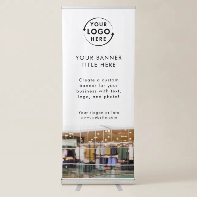 Business Logo and Photo Minimalist Professional Retractable Banner | Zazzle