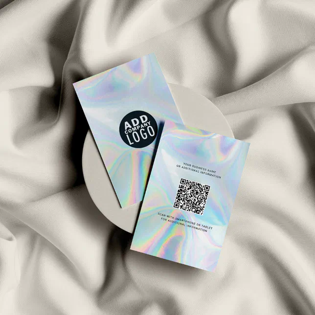 Business Logo and QR Code DIY Holographic Business Card | Zazzle