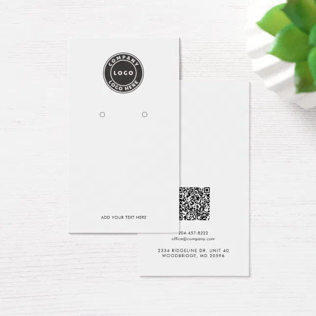 Business Logo and QR Code Earring Display Card | Zazzle