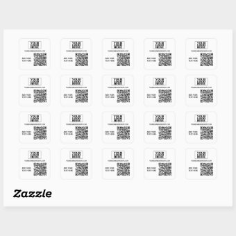 Business Logo and QR Code Square Sticker | Zazzle