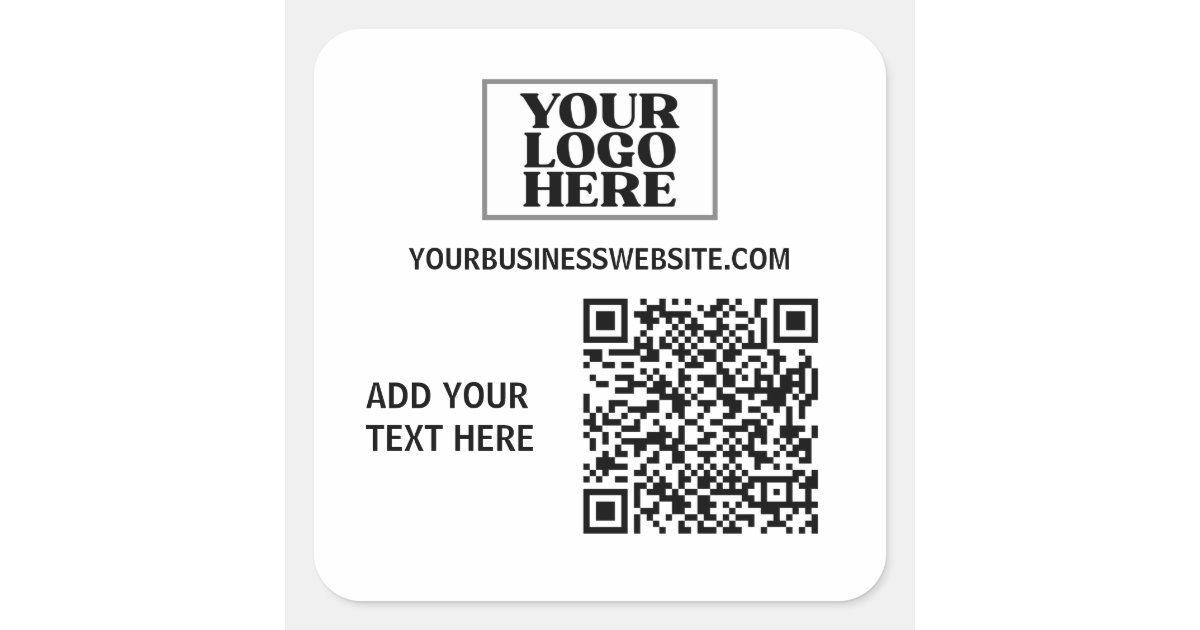 Business Logo and QR Code Square Sticker | Zazzle