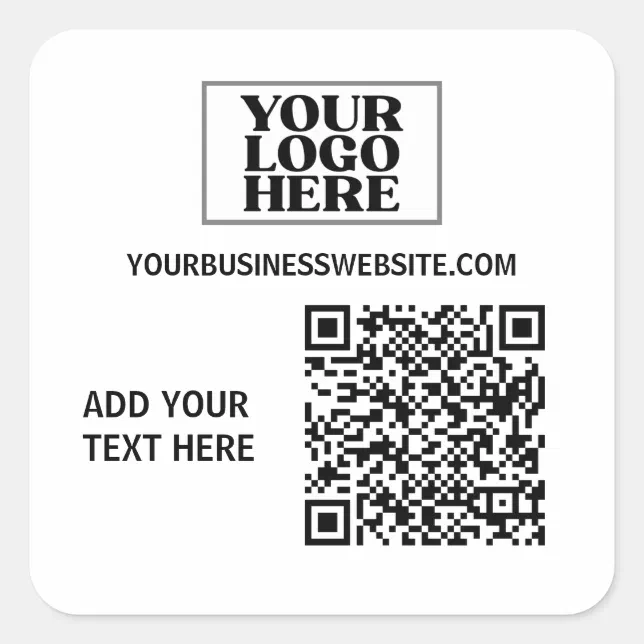 Business Logo and QR Code Square Sticker | Zazzle
