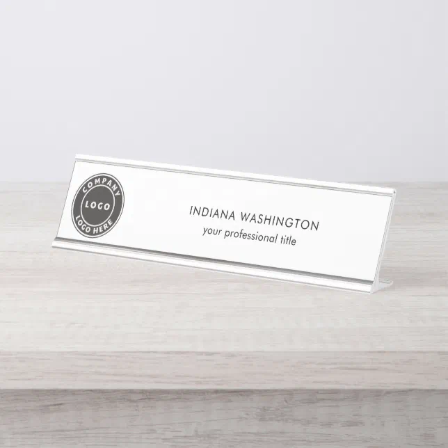 Business Logo and Website Professional Desk Name Plate | Zazzle