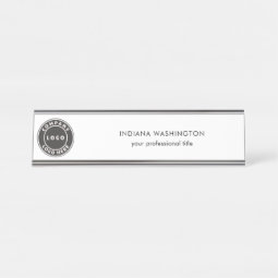 Business Logo and Website Professional Desk Name Plate | Zazzle