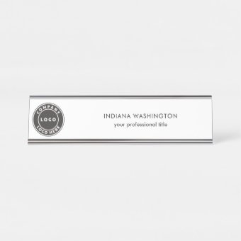 Business Logo and Website Professional Desk Name Plate | Zazzle