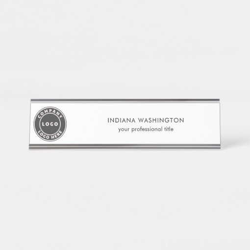Business Logo and Website Professional Desk Name Plate | Zazzle