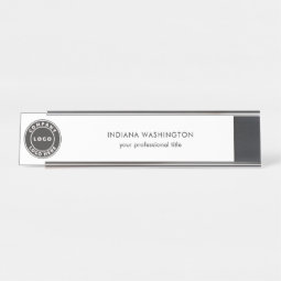 Business Logo and Website Professional Desk Name Plate | Zazzle