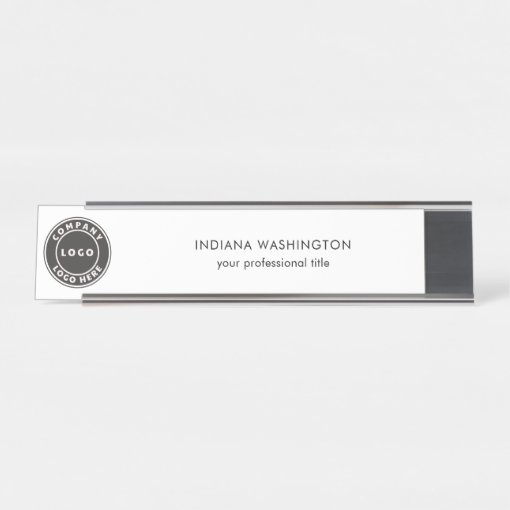 Business Logo and Website Professional Desk Name Plate | Zazzle