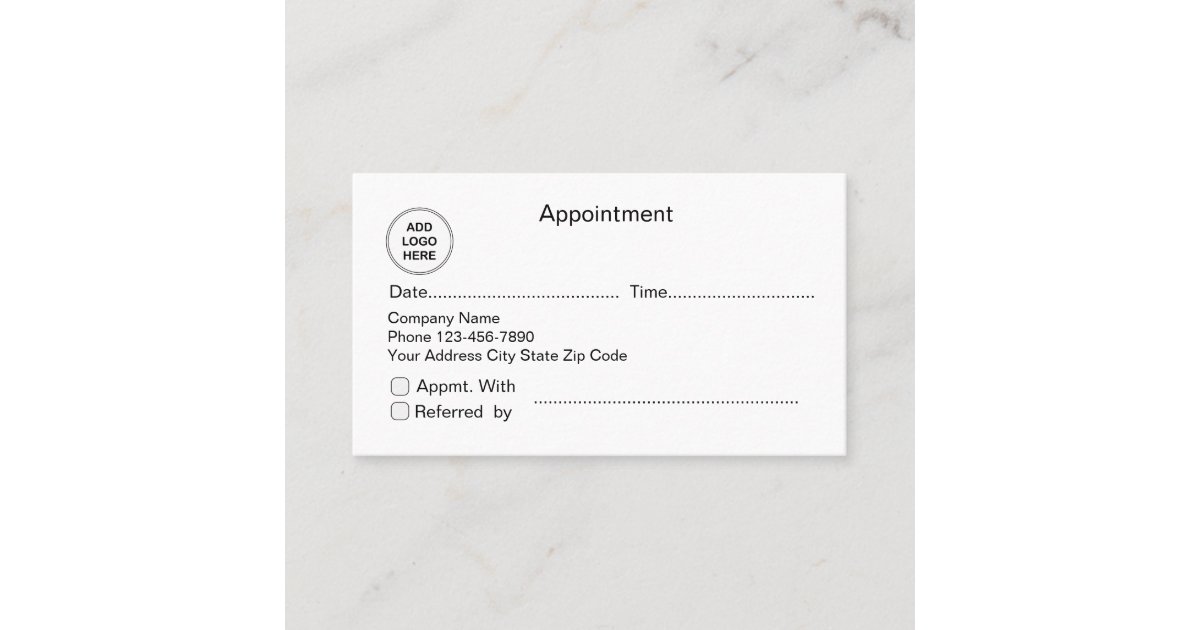 Business Logo Appointment And Referral Cards | Zazzle