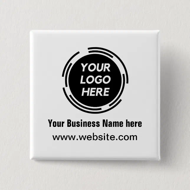 Business Logo Basic Employee Staff Name Button | Zazzle