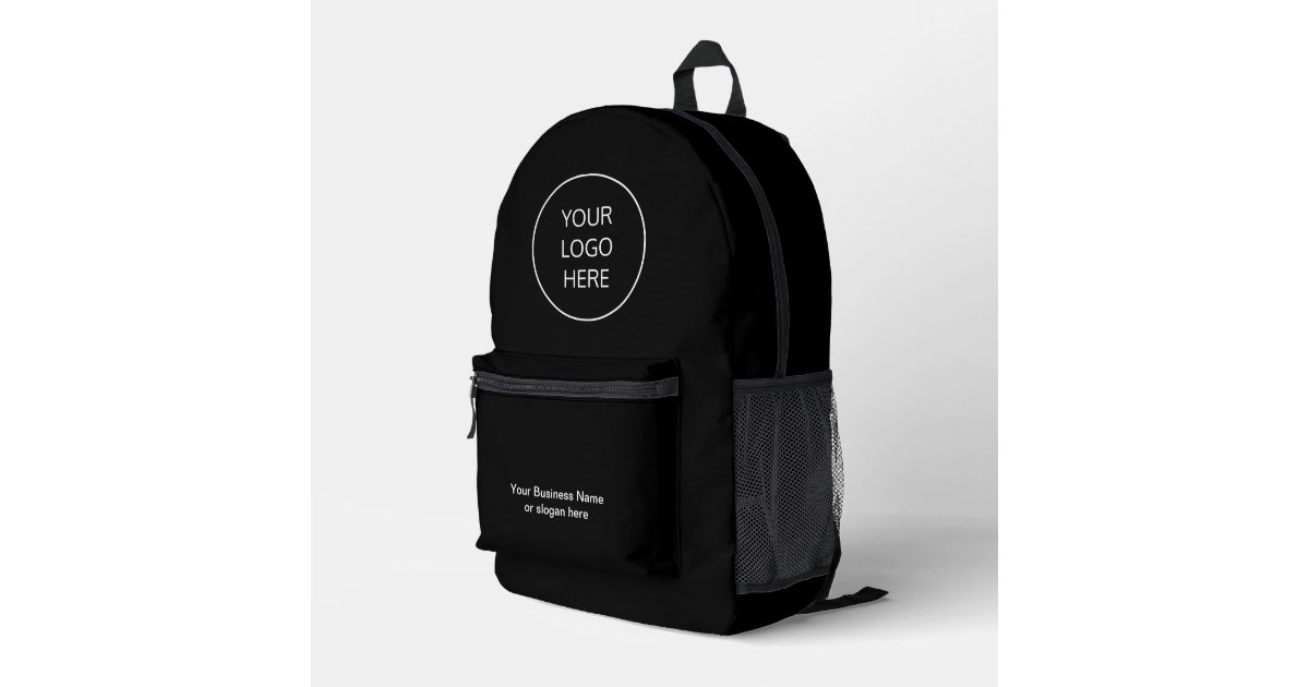 Business Logo Black Backpack | Zazzle
