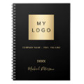 Business logo black gold elegant monogram notebook | Zazzle